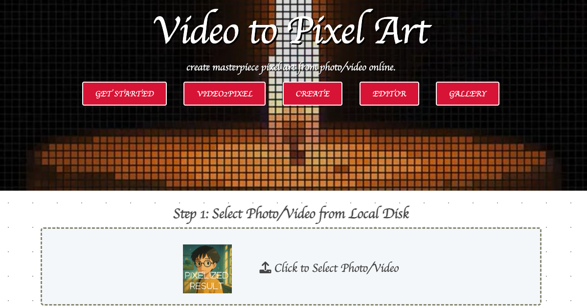 Video2Pixel - Convert Photo/Video to Pixel Art Masterpiece Online